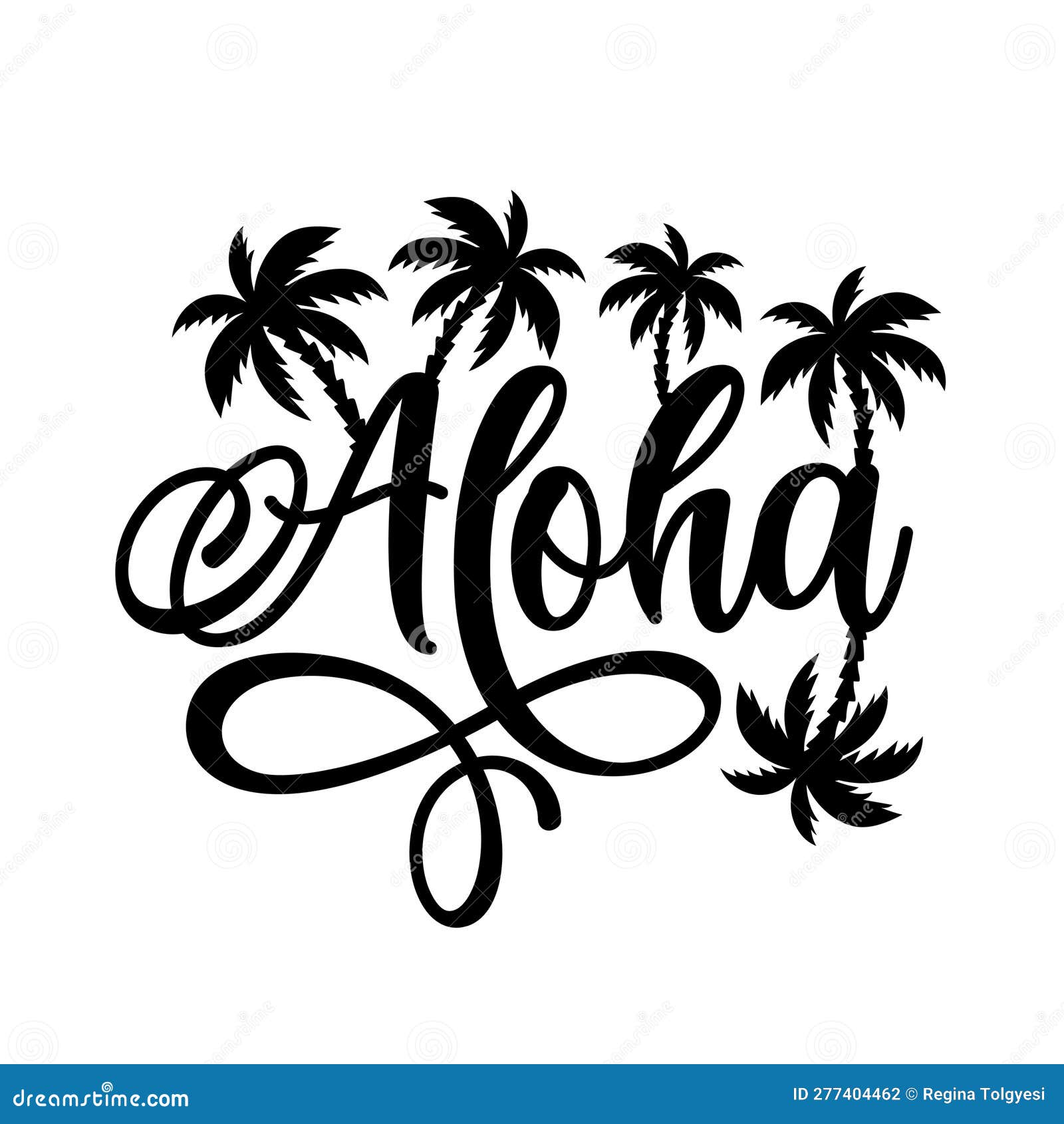 Aloha - Hawaiian Language Greeting Typography, Hand Drawn Palms Vector ...