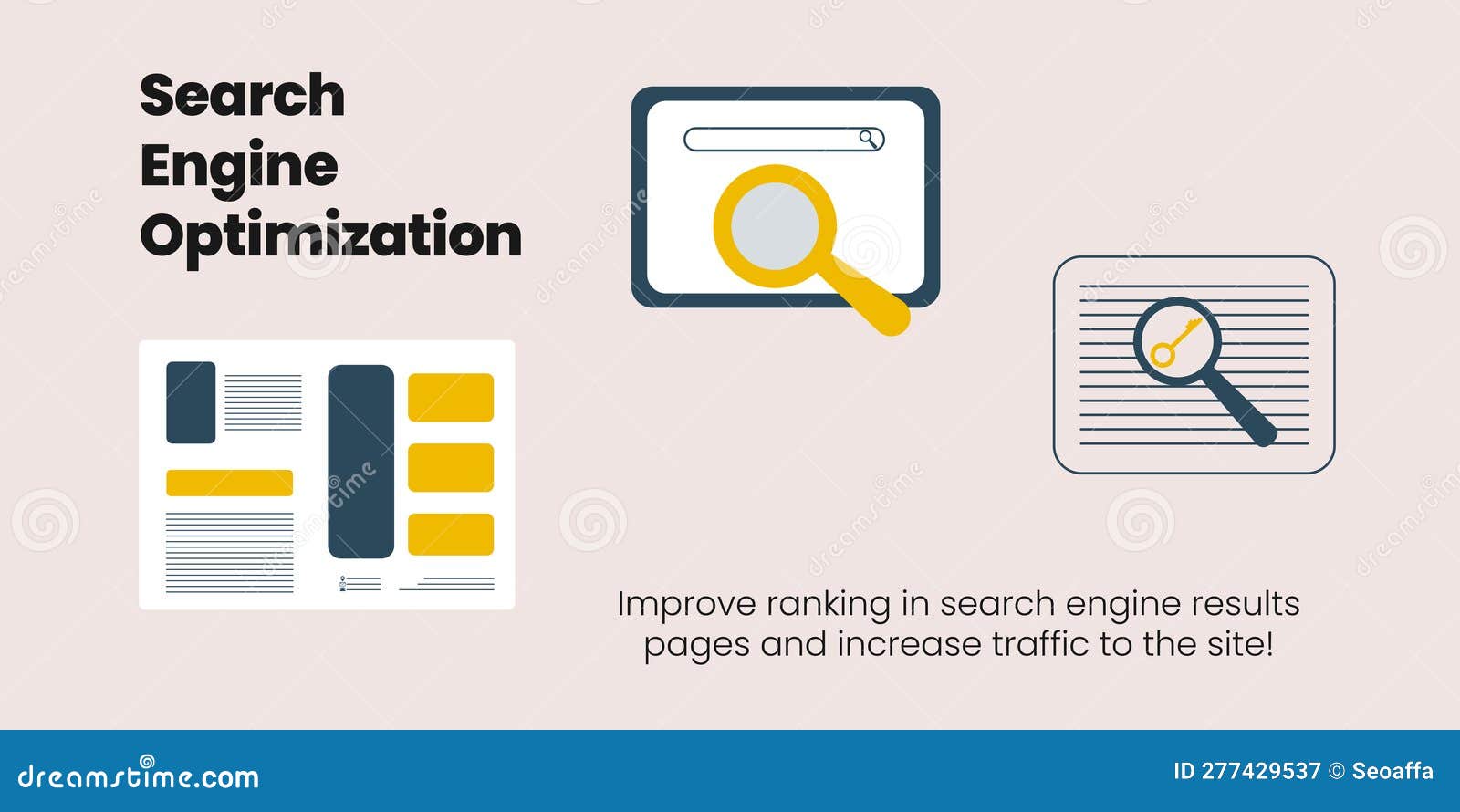 Search Engine Optimization Banner on Light Background. Stylish SEO ...