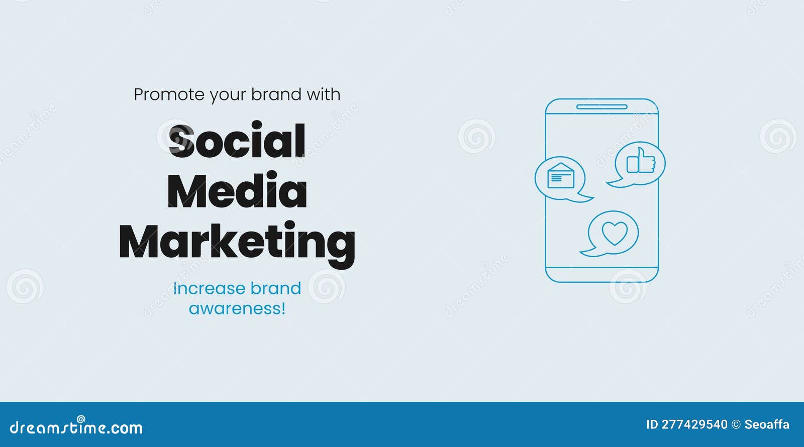 Social Media Marketing Banner on Blue Background. Stylish SMM Banner ...