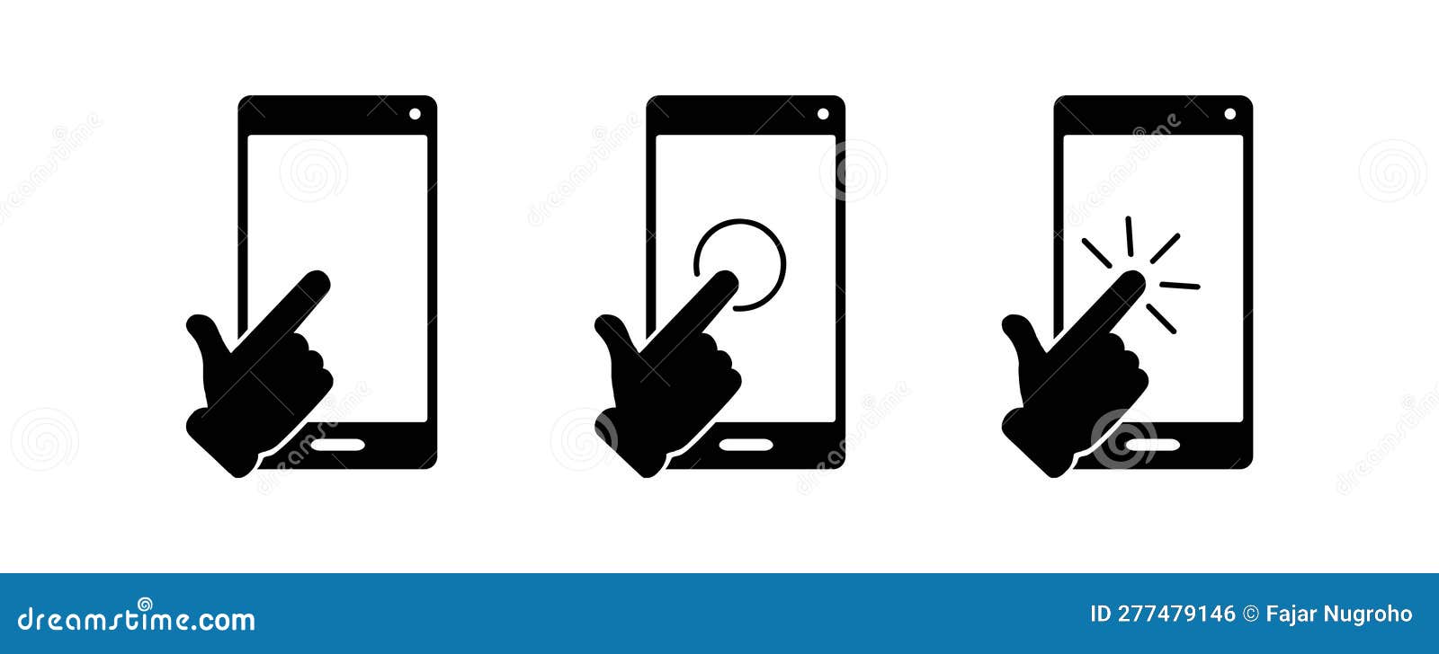 Set of Hand Touch Screen Smartphone Icons, Click. Hand Click, Press ...