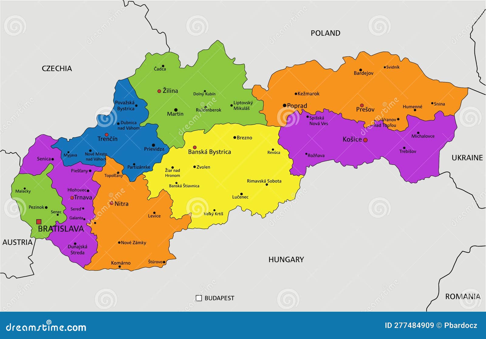 Colorful Slovakia Political Map with Clearly Labeled, Separated Layers. Stock Vector ...