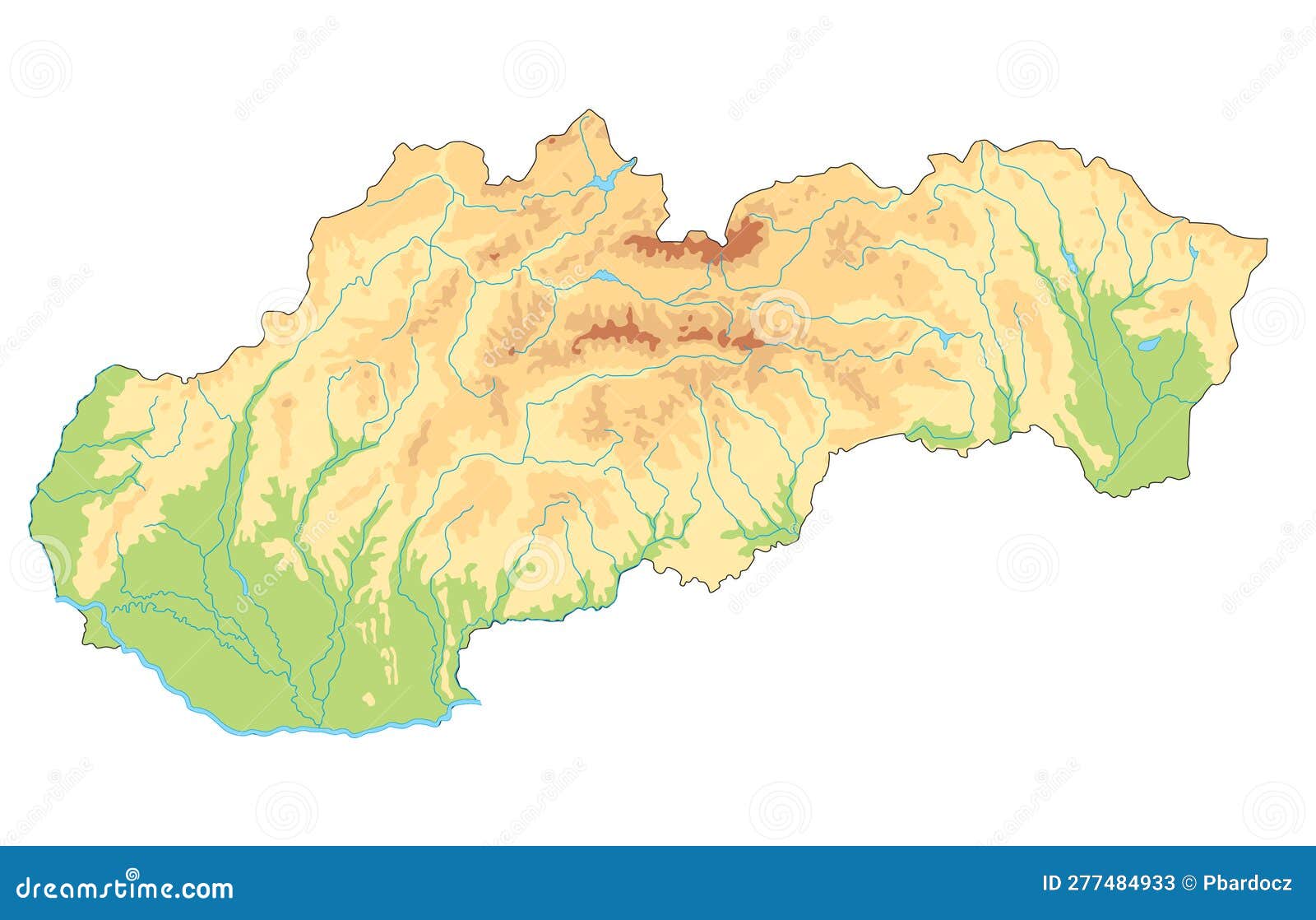 Detailed Slovakia Physical Map. Stock Vector - Illustration of capital ...