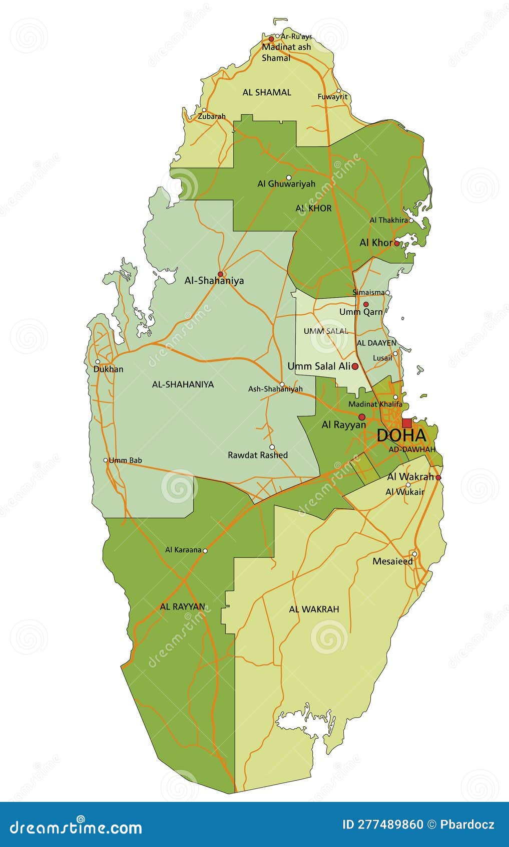 Detailed Editable Political Map with Separated Layers. Qatar Stock ...