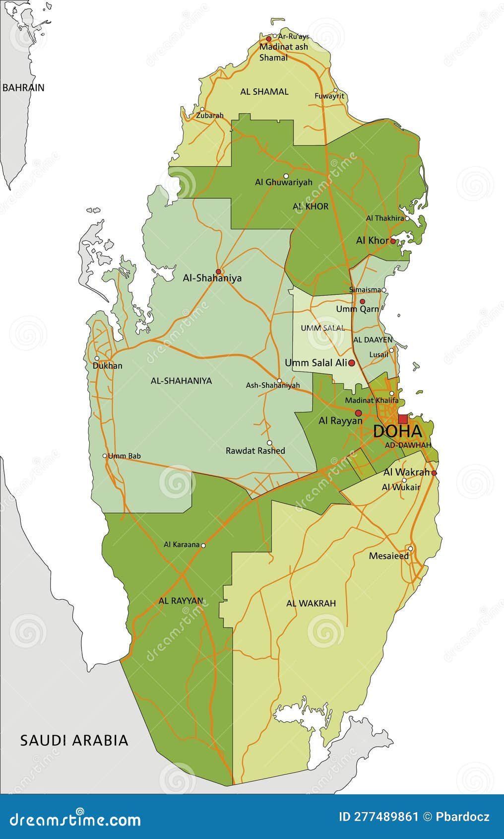 Detailed Editable Political Map with Separated Layers. Qatar Stock ...
