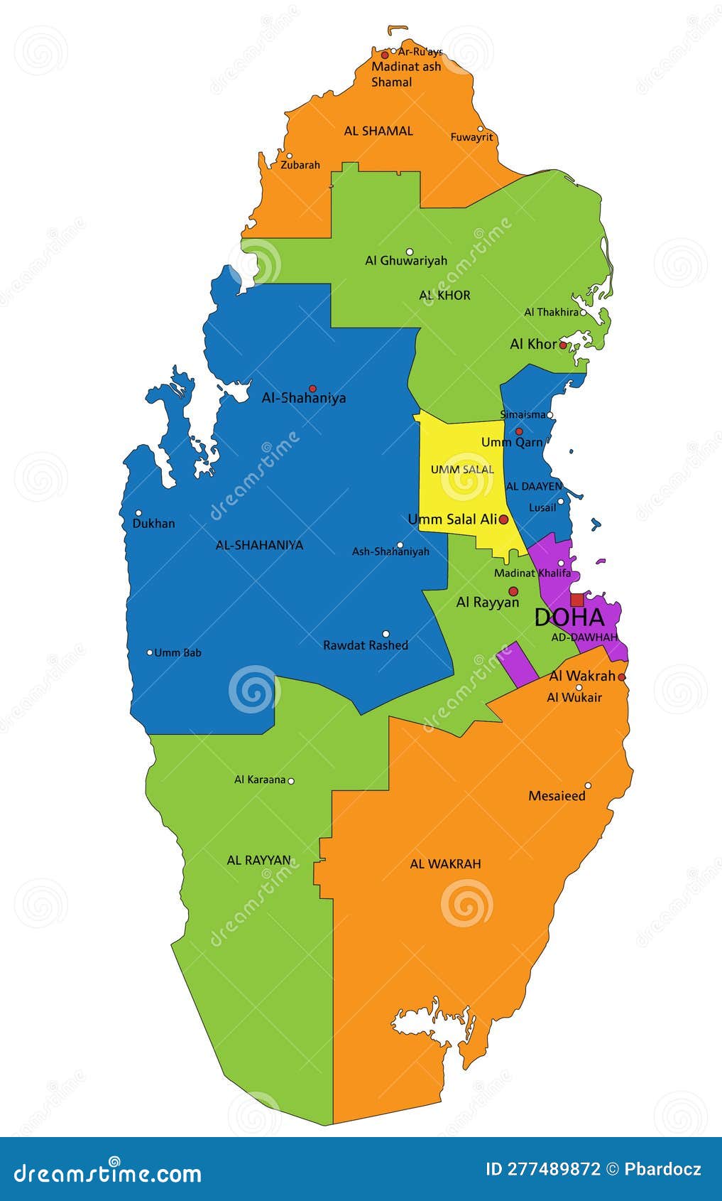 Colorful Qatar Political Map with Clearly Labeled, Separated Layers ...