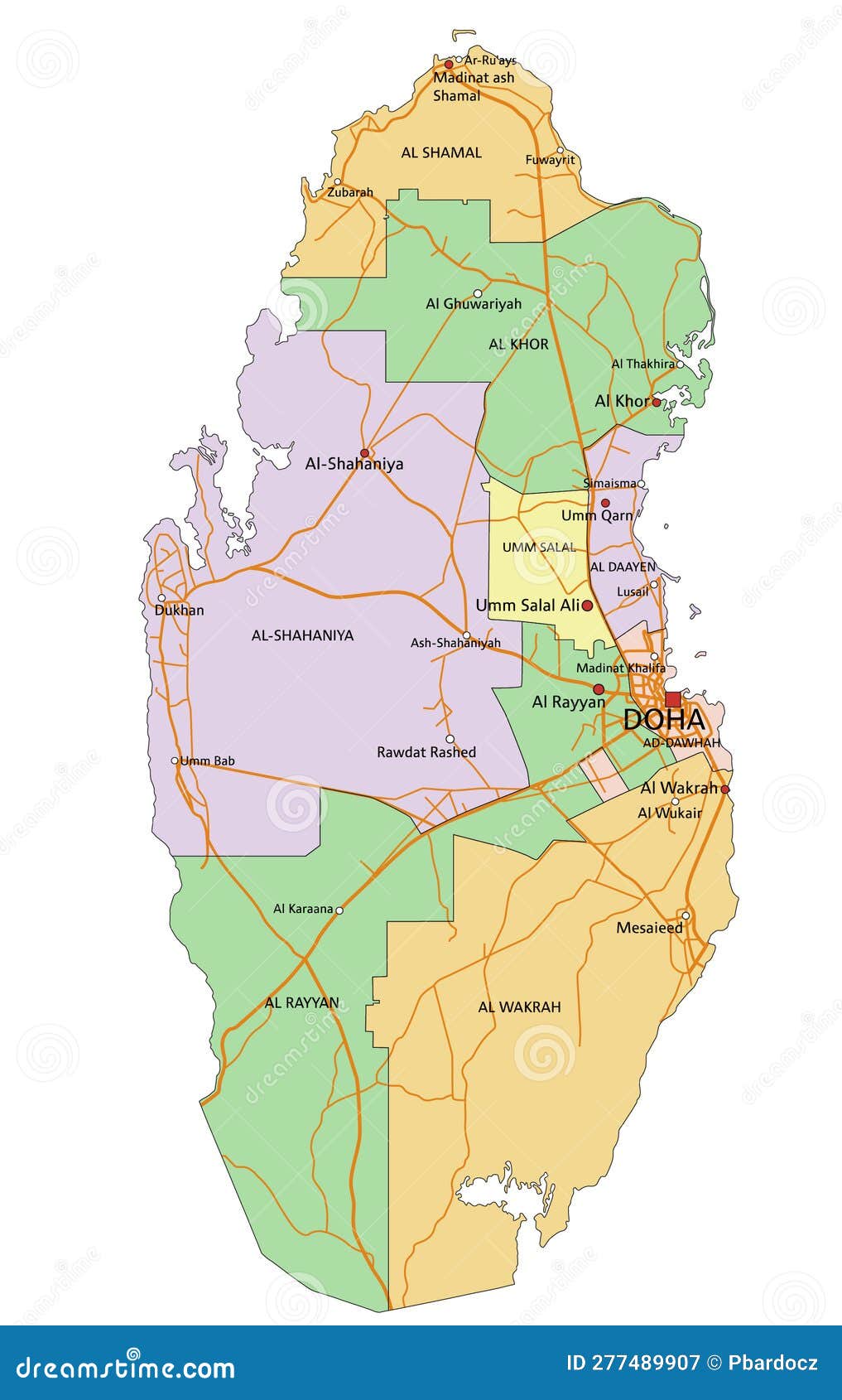 Qatar - Detailed Editable Political Map with Labeling. Stock ...