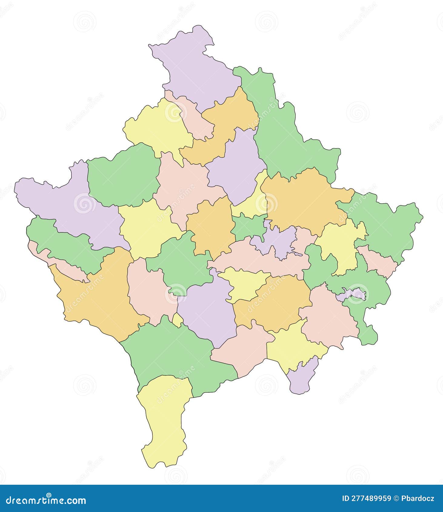 Kosovo - Detailed Editable Political Map. Cartoon Vector ... Kosovo - Detailed Editable Political Map. Cartoon Vector ...