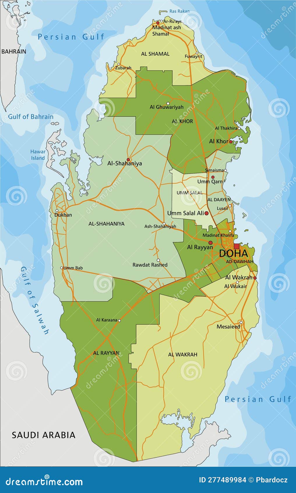 Detailed Editable Political Map with Separated Layers. Qatar Stock ...