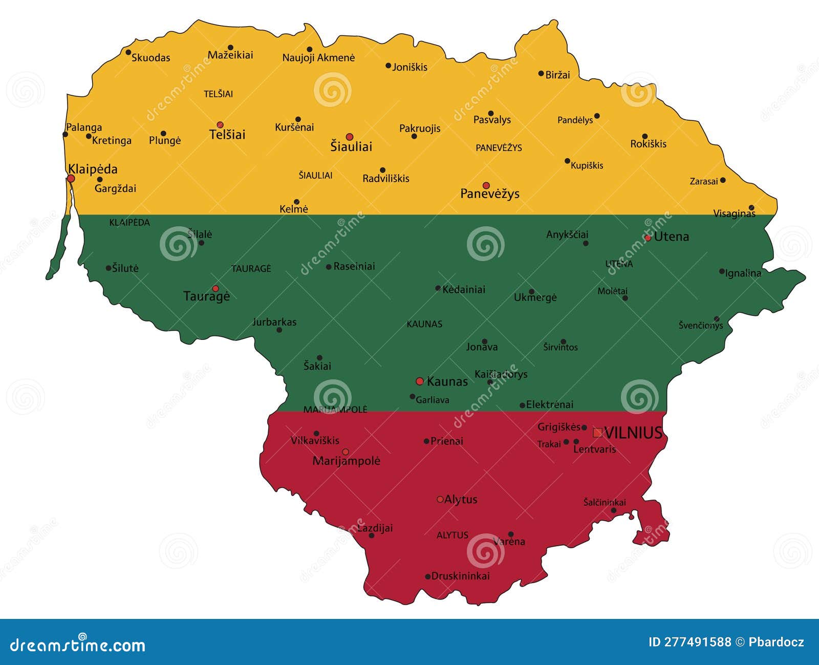 Lithuania Detailed Political Map With National Flag. Vector ...