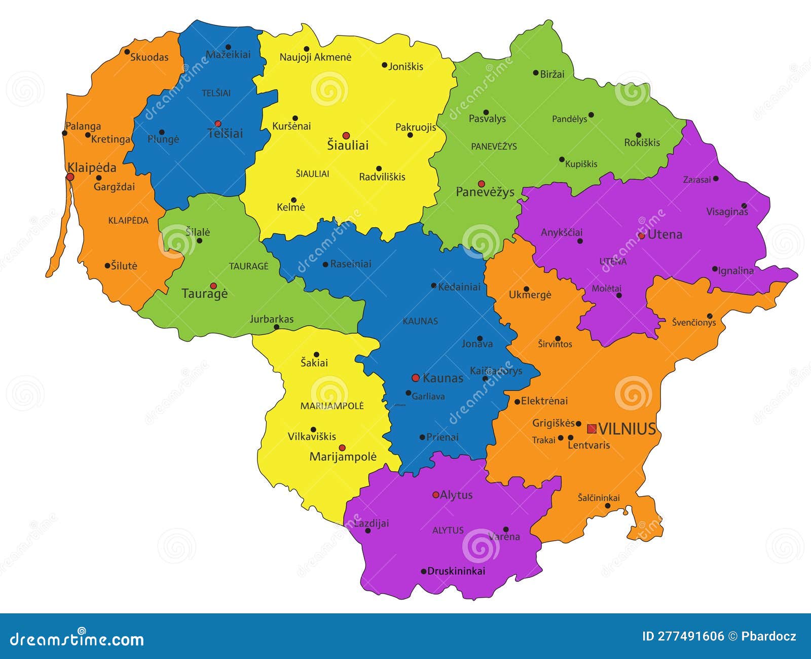 Colorful Lithuania Political Map with Clearly Labeled, Separated Layers ...