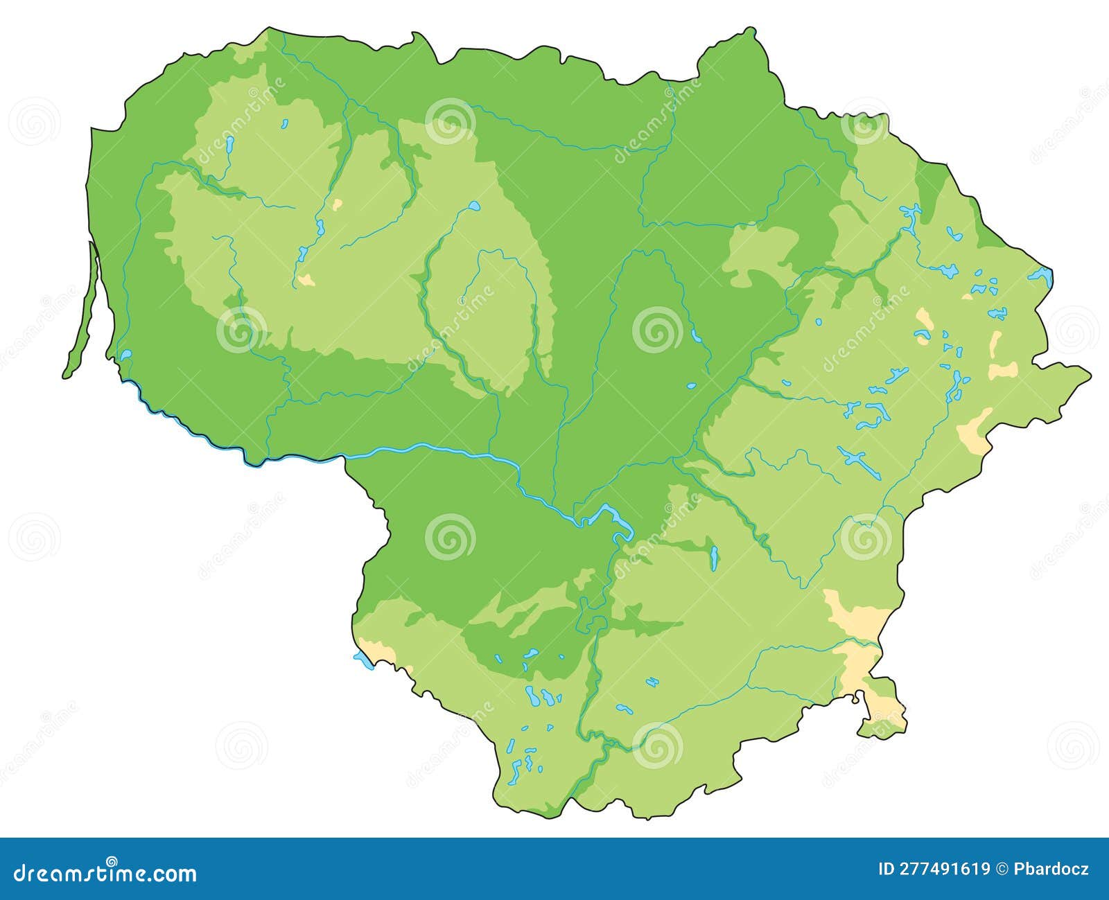 Detailed Lithuania Physical Map. Stock Illustration - Illustration of ...
