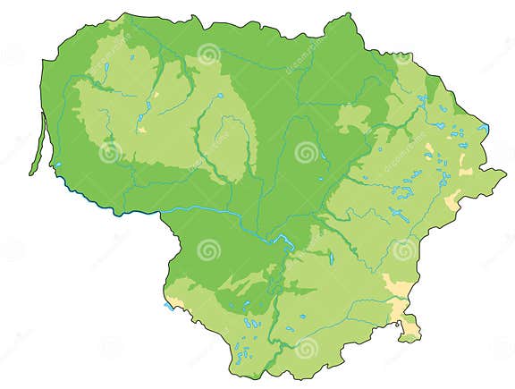 Detailed Lithuania Physical Map. Stock Vector - Illustration of ...