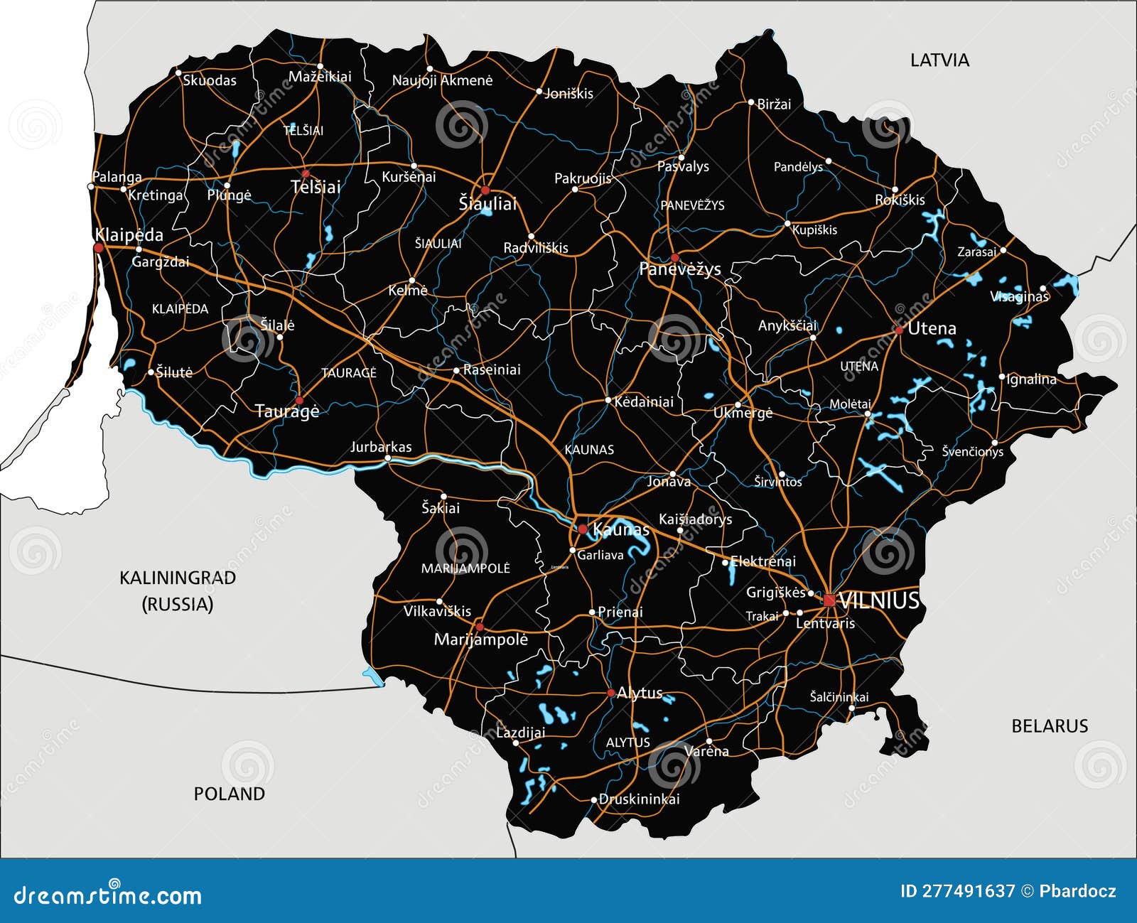 Detailed Lithuania Physical Map. Cartoon Vector | CartoonDealer.com ...