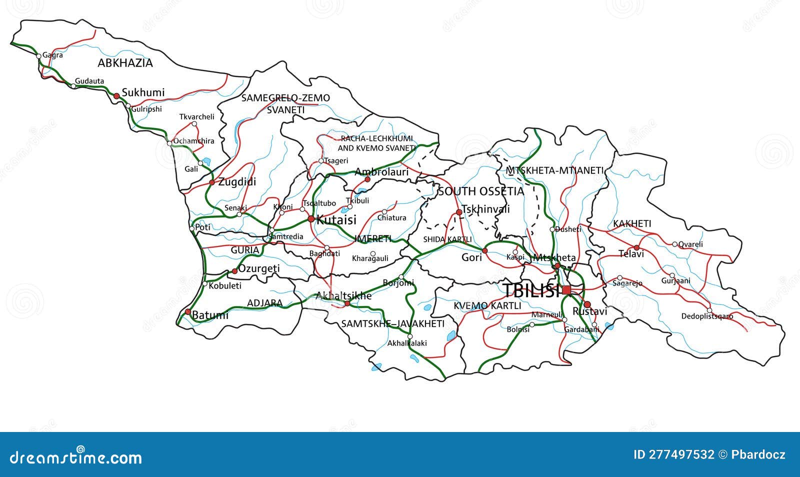 Georgia Road and Highway Map. Stock Vector - Illustration of east ...