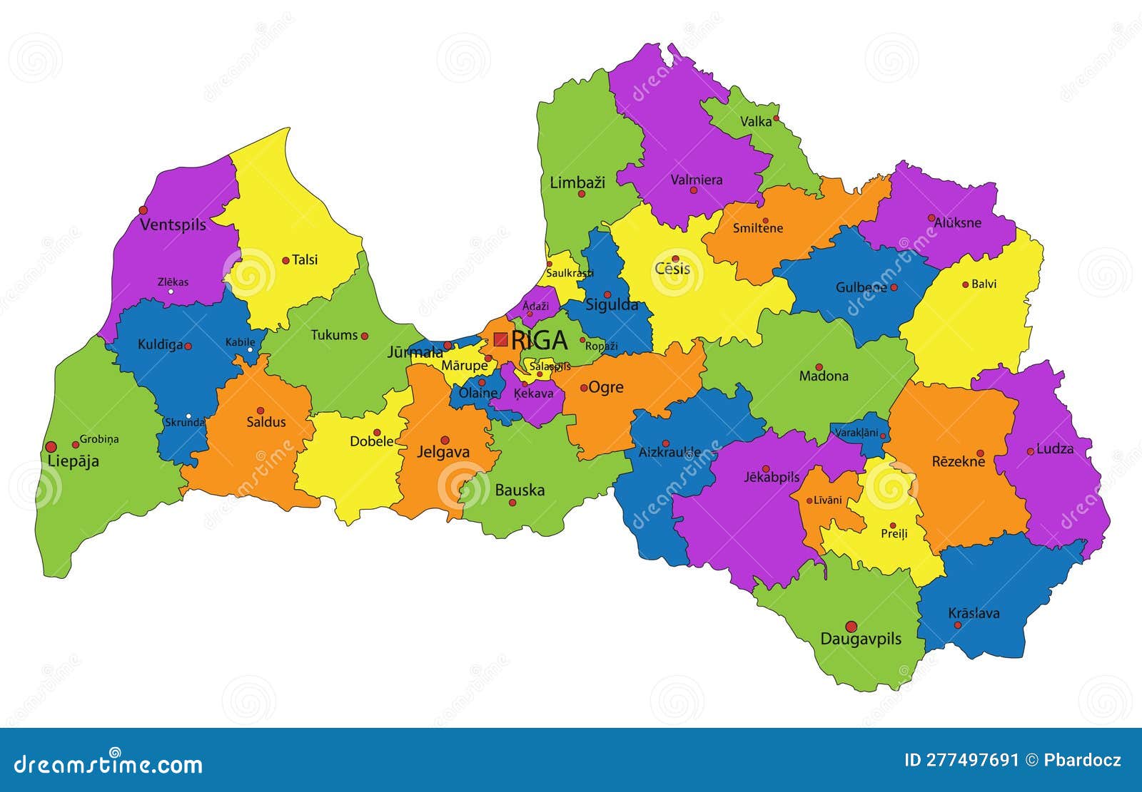 Colorful Latvia Political Map with Clearly Labeled, Separated Layers ...