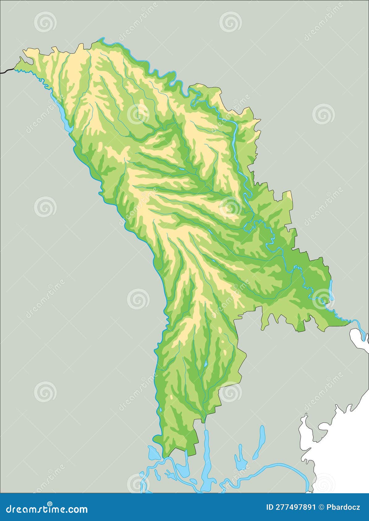 Detailed Moldova Physical Map. Stock Vector - Illustration of label ...