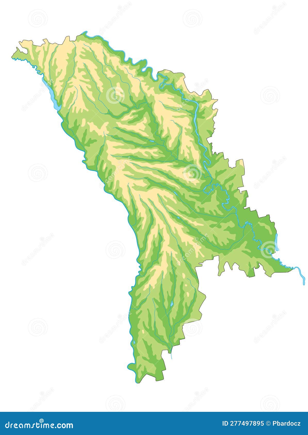 Detailed Moldova Physical Map. Stock Vector - Illustration of atlas ...