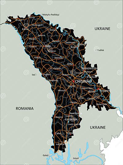 Detailed Moldova Road Map with Labeling. Stock Vector - Illustration of ...