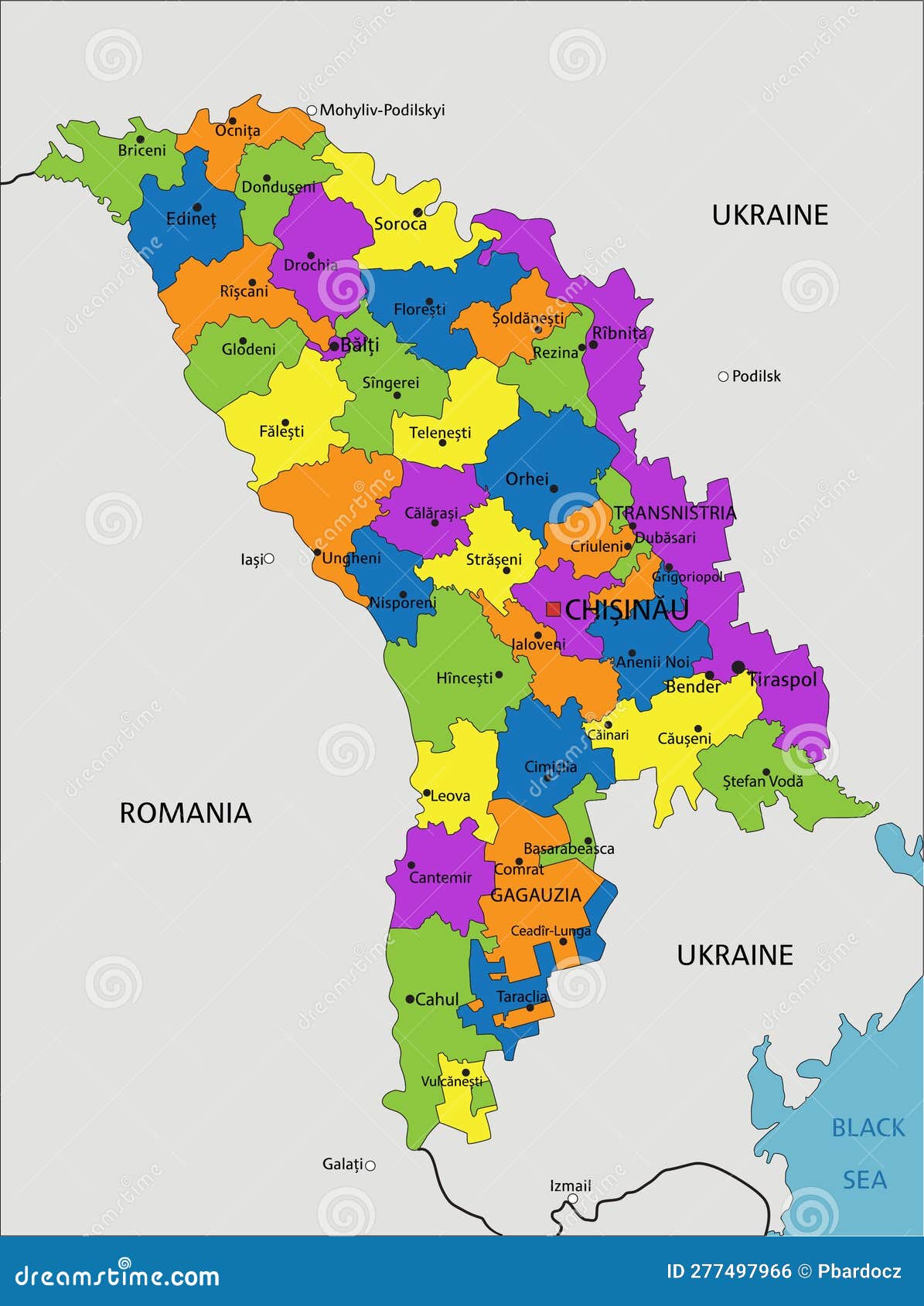 Colorful Moldova Political Map with Clearly Labeled, Separated Layers ...