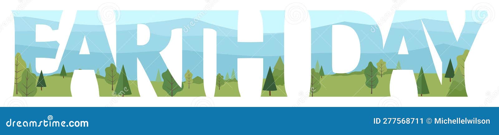 Earth Day Text with Vector Mountain Nature Scene Inside Stock Vector ...