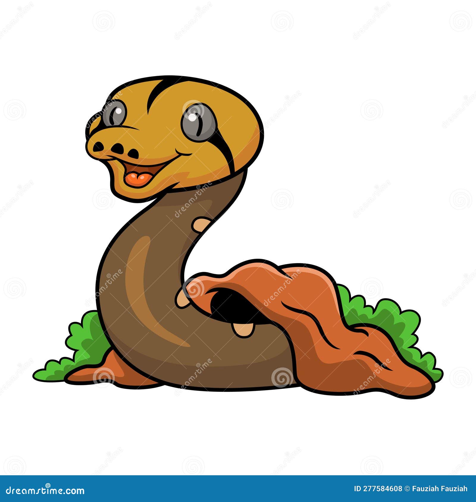 Cute Golden Child Reticulated Python Cartoon Out from Hole Stock Vector ...