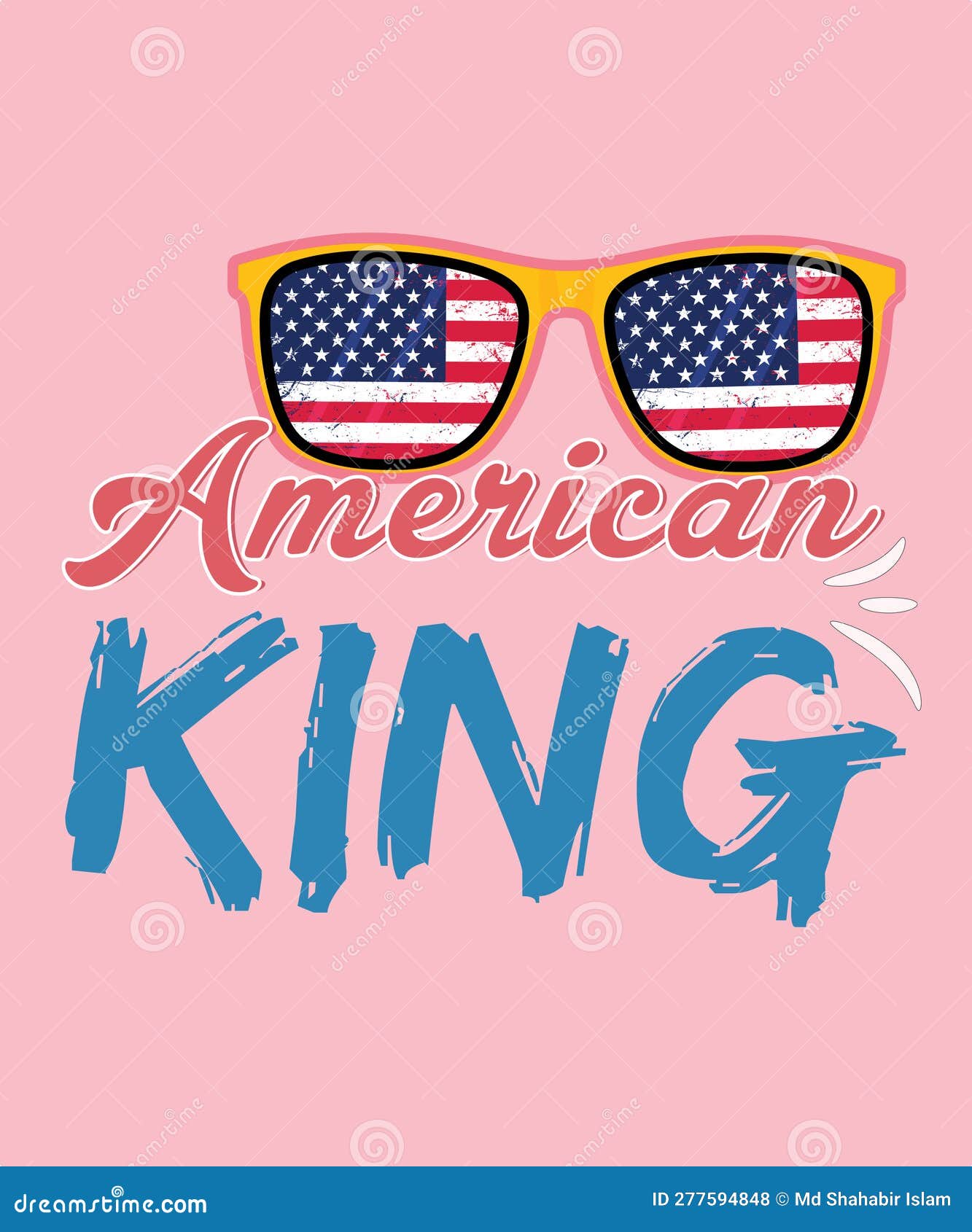 American King T-shirt Design, 4th July Stock Vector - Illustration of ...