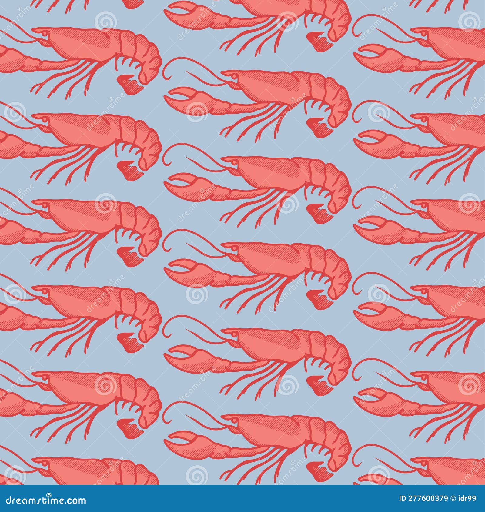 Shrimp Pattern. Seafood Restaurant Cafe Or Bar Background. Ocean Food ...