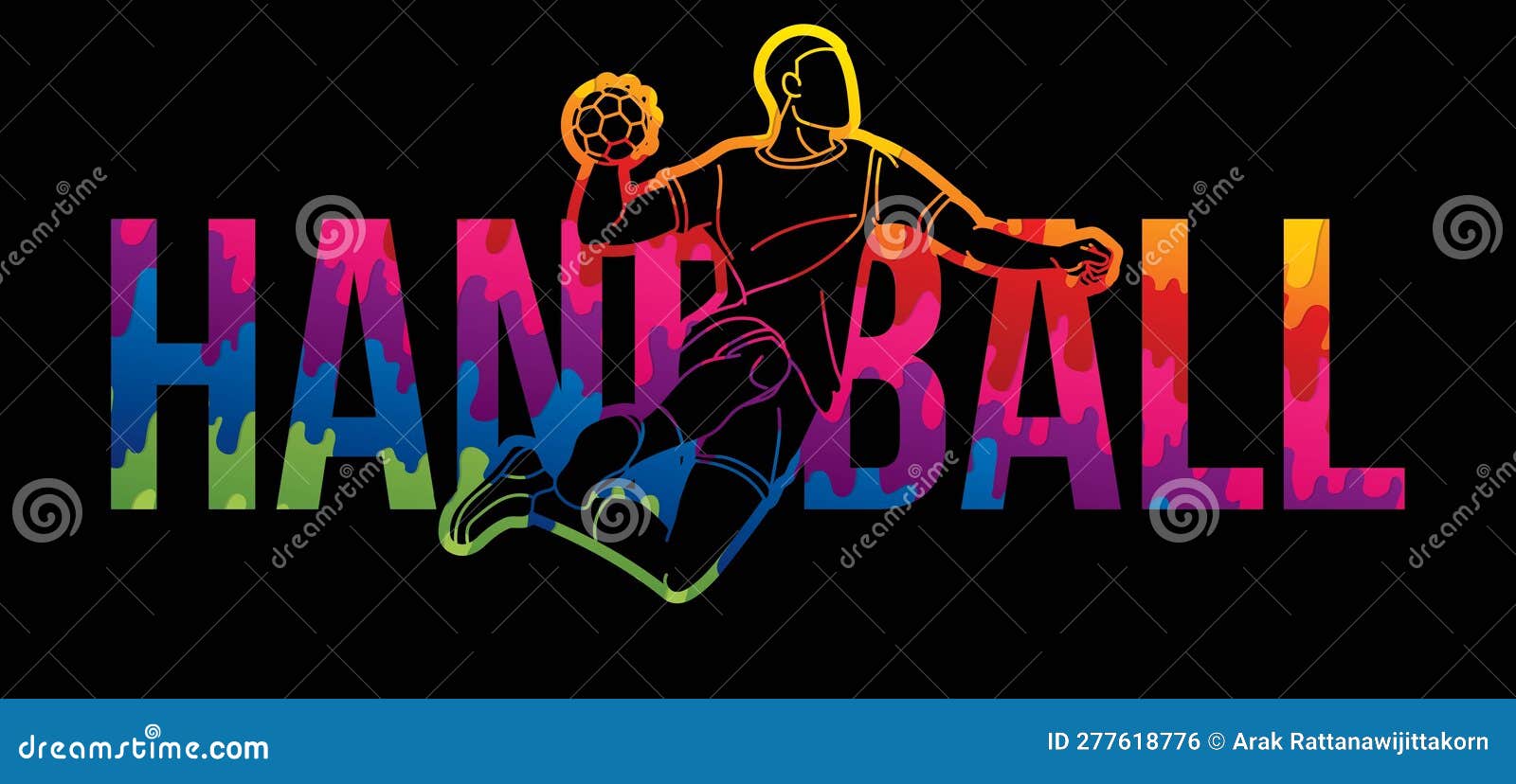 Handball Sport Text Design Cartoon Graphic Stock Vector - Illustration ...