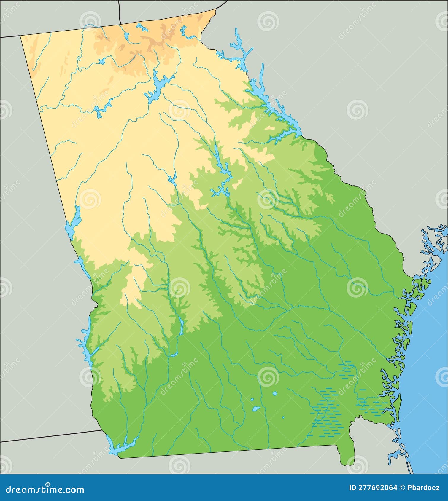 Detailed Georgia Physical Map With Labeling. Vector Illustration ...