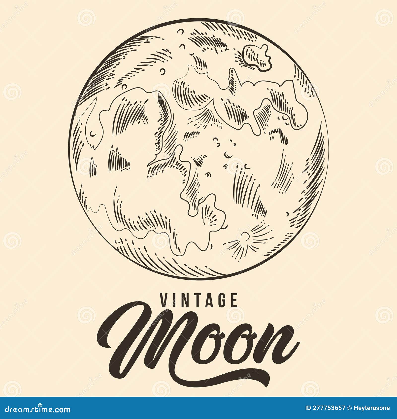 Vintage Hand Drawing Moon Sketch Vector Stock Illustration Stock ...