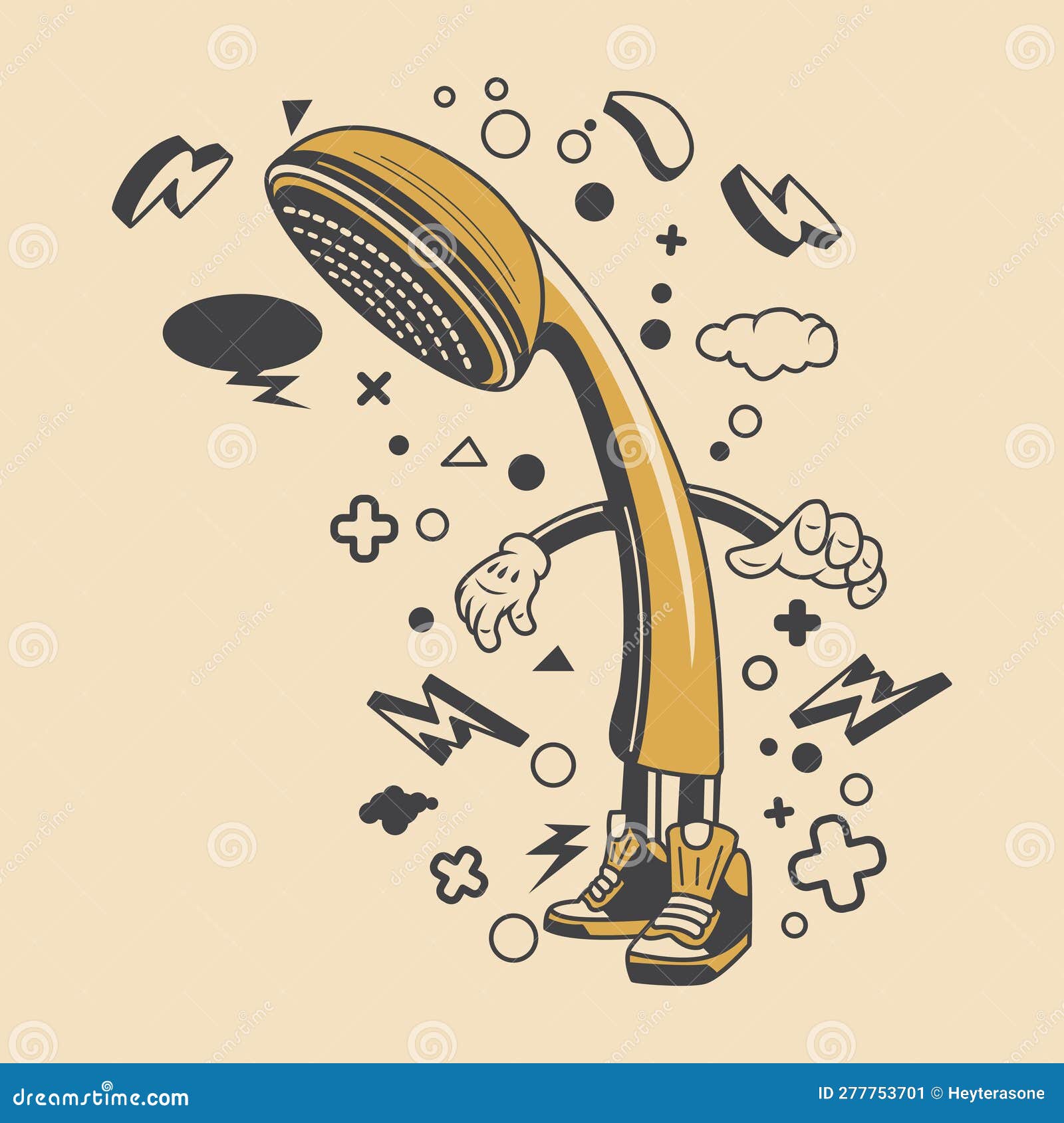 Retro Bathroom Shower Cartoon Character Vector Illustration Stock ...