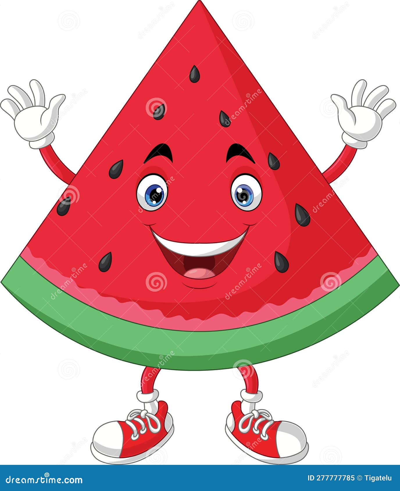 Cute Watermelon Cartoon Raising Hands Stock Vector - Illustration of ...
