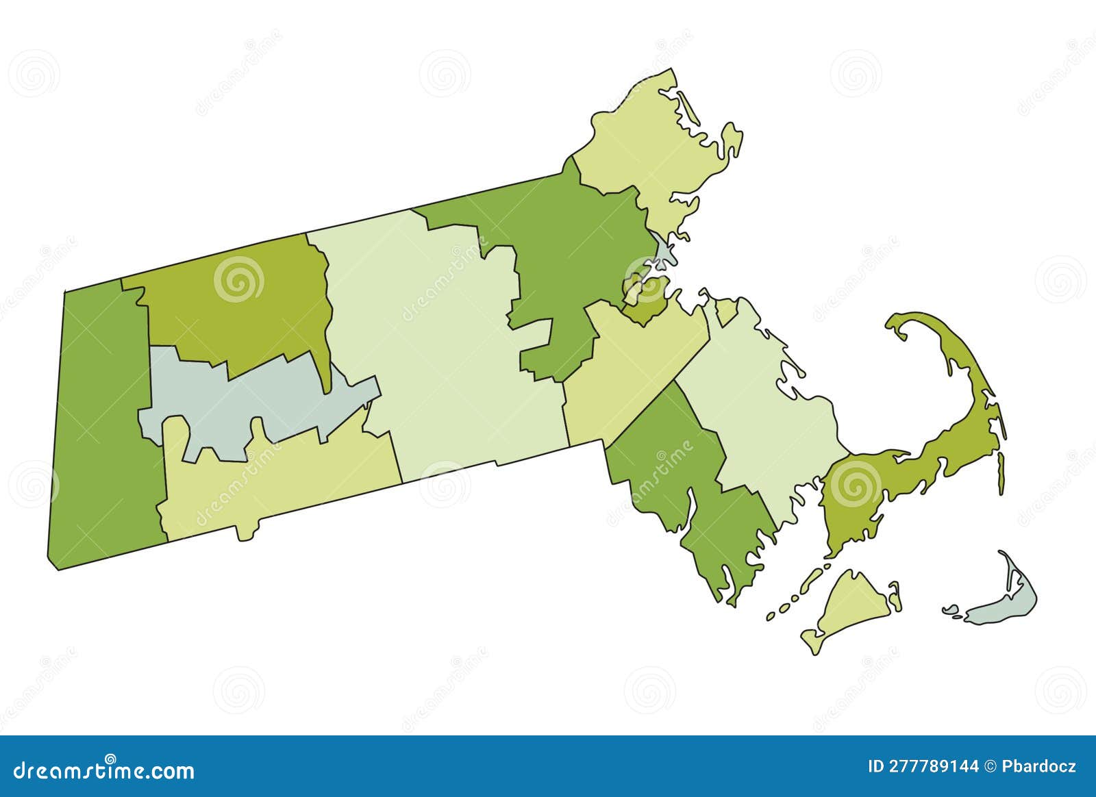 Detailed Editable Political Map with Separated Layers. Massachusetts ...