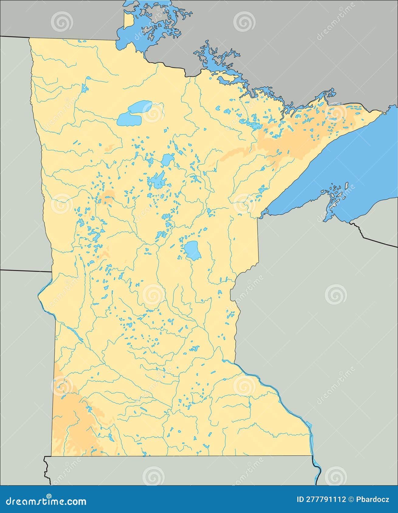 Detailed Minnesota Physical Map. Cartoon Vector | CartoonDealer.com ...