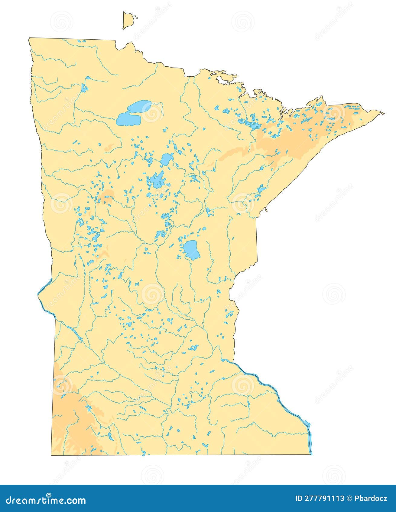 Detailed Minnesota Physical Map. Cartoon Vector | CartoonDealer.com ...