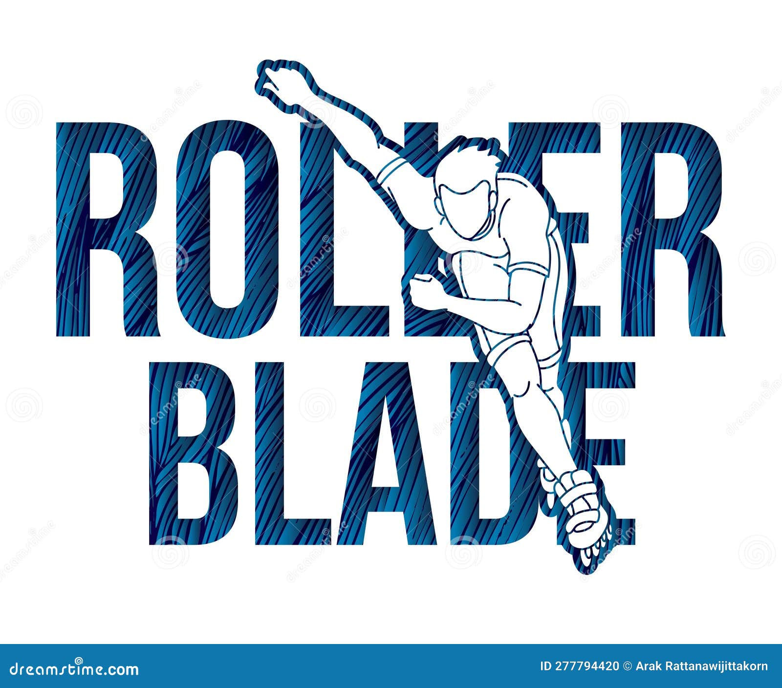 Roller Blade Roller Skate Player with Text Font Design Extreme Sport ...