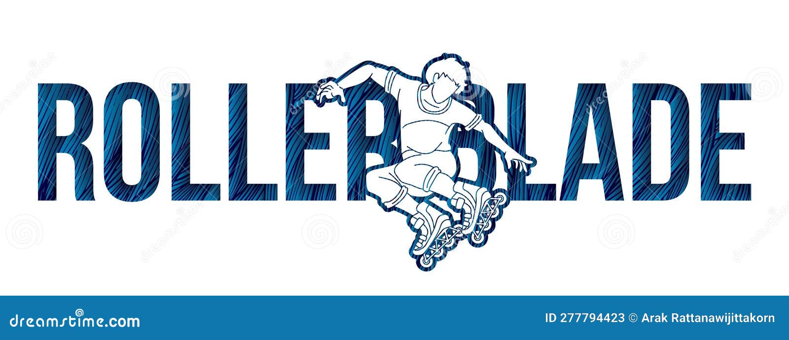 Roller Blade Roller Skate Player with Text Font Design Extreme Sport ...