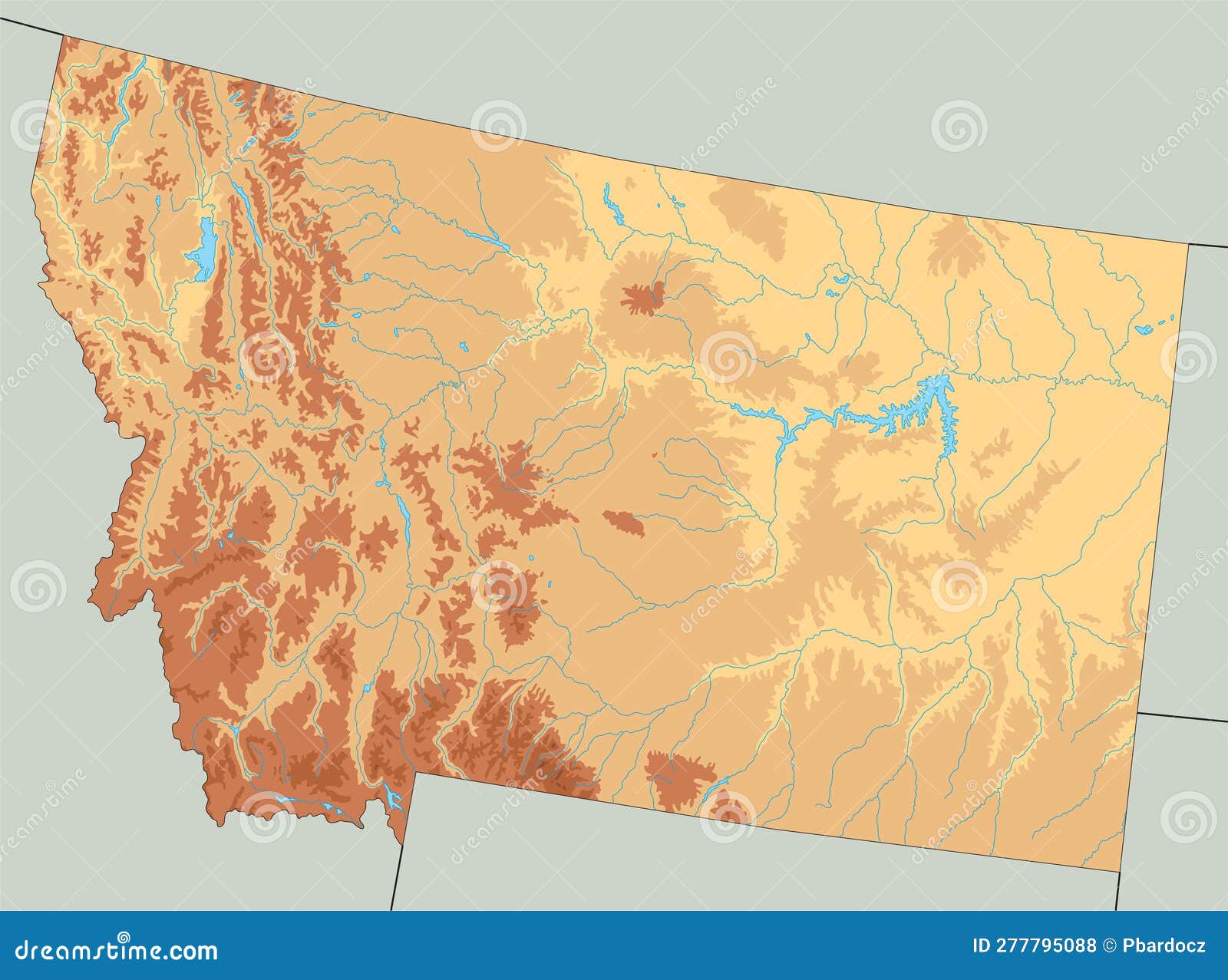 Detailed Montana Physical Map. Stock Vector - Illustration of geography ...