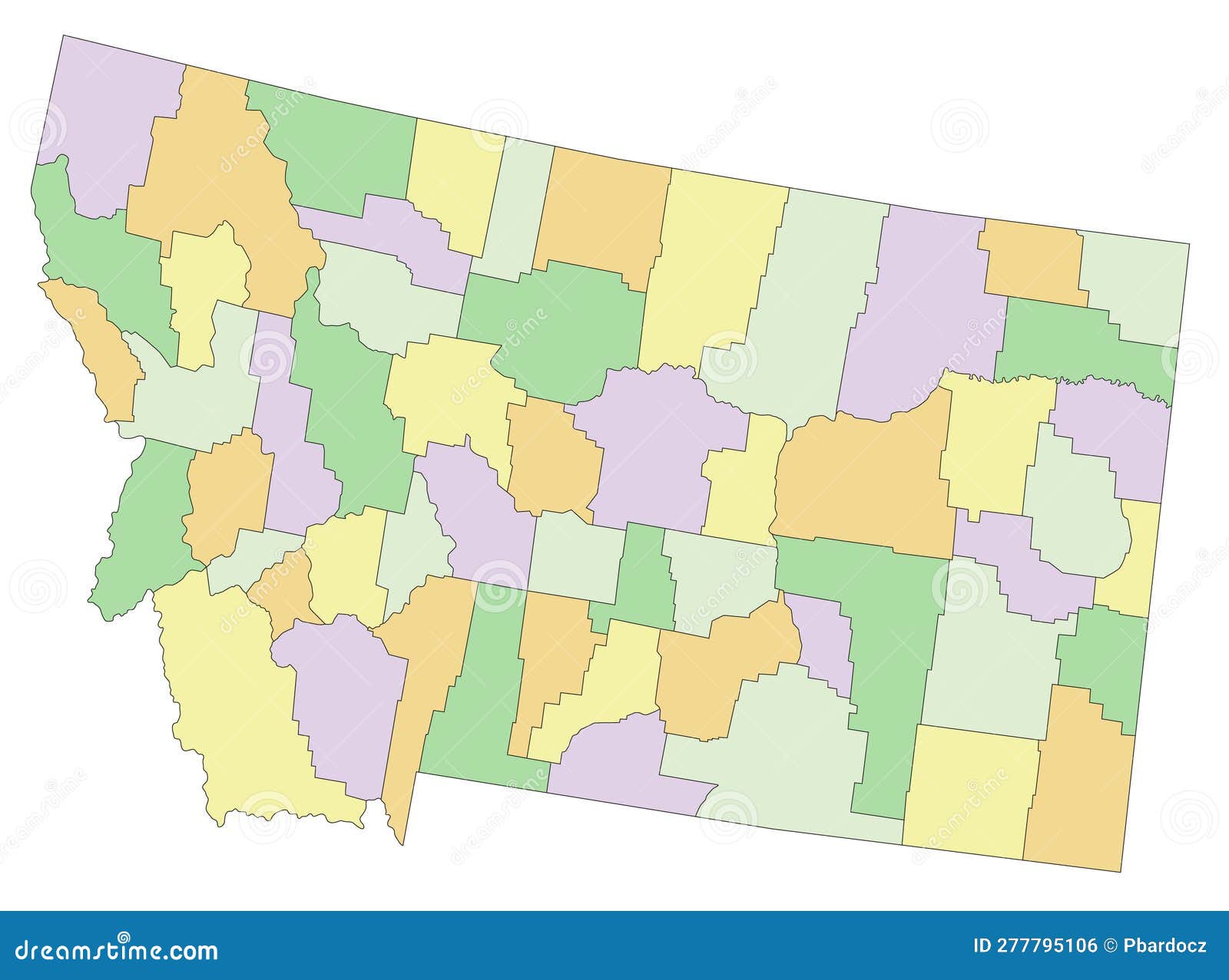 Montana Map. Political Map Of Montana With Boundaries In White Color ...