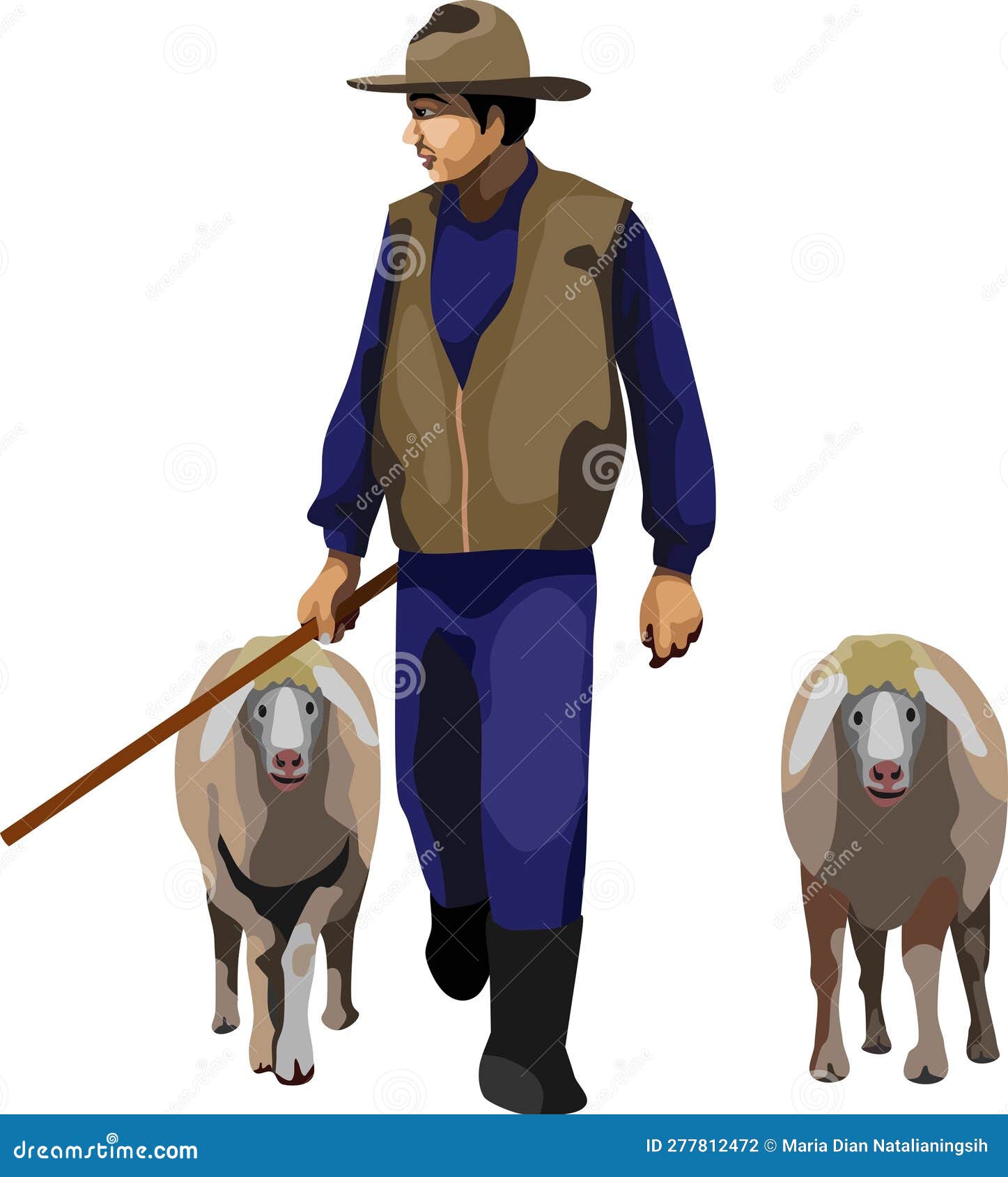 Shepherd Man with Sheeps Vector Stock Vector - Illustration of sheeps ...