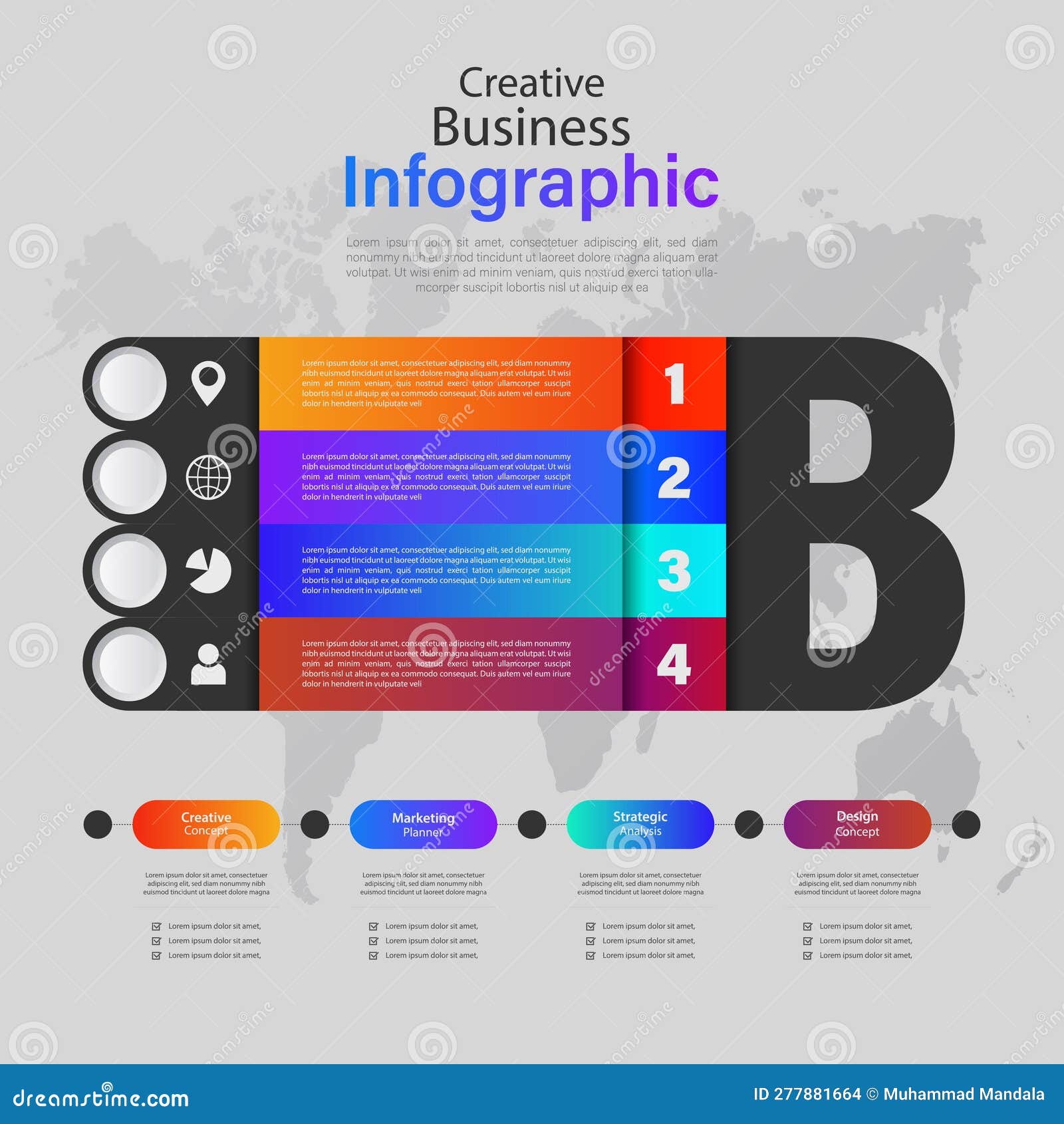 Letter B Business Infographic. Vector Template for Presentation Stock ...