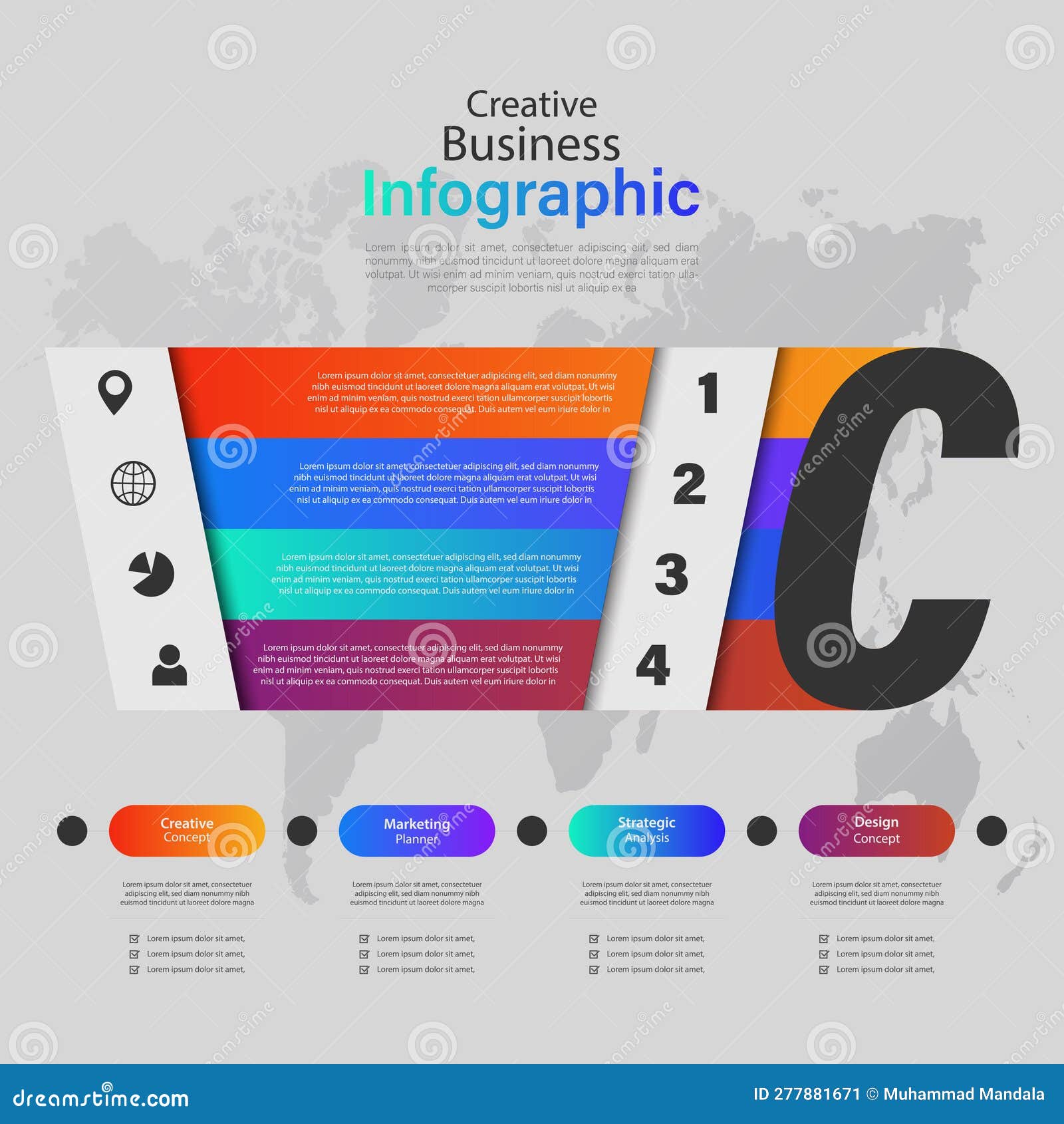 Letter C Business Infographic. Vector Template for Presentation Stock ...