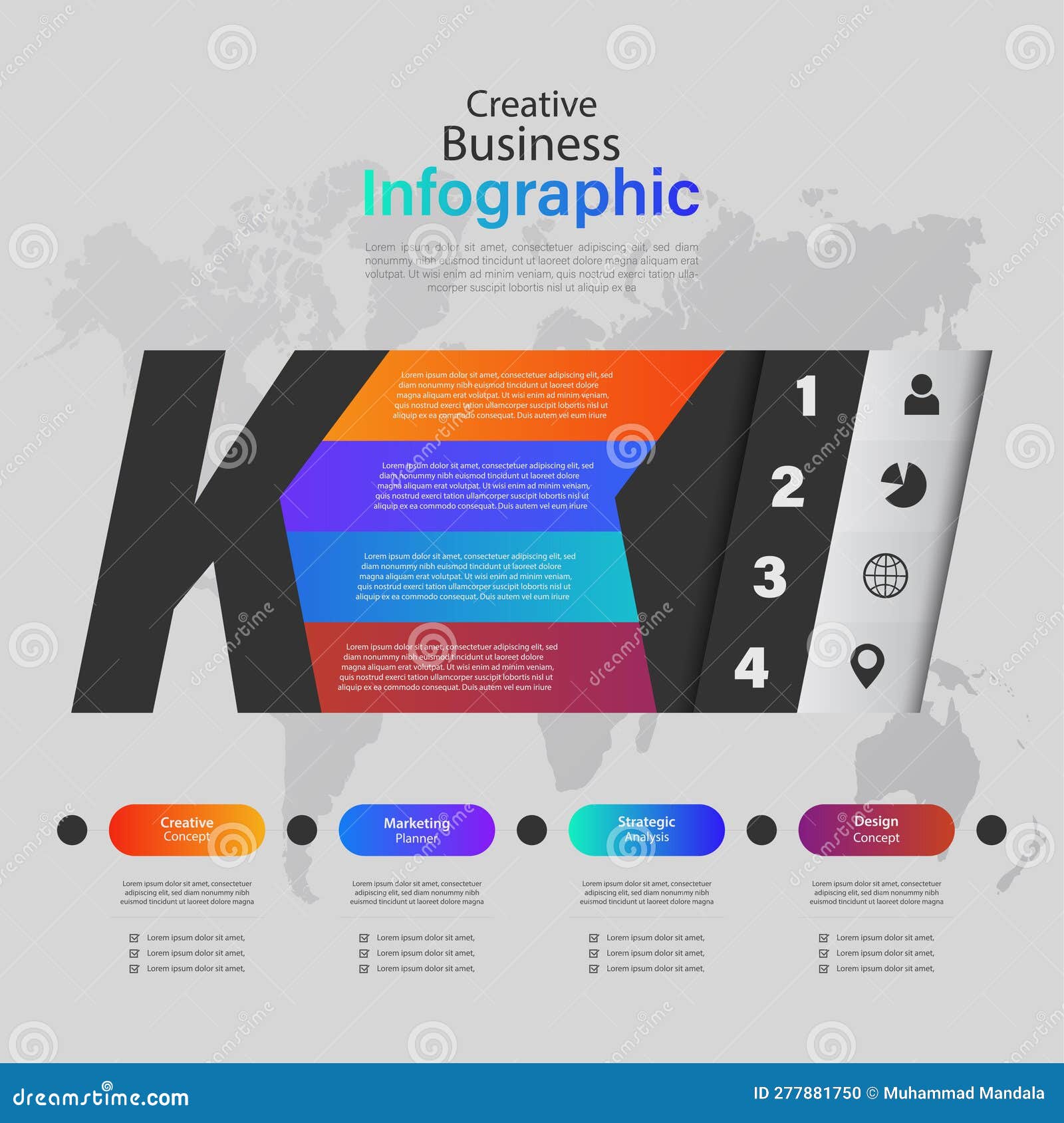 Letter K Business Infographic. Vector Template for Presentation Stock ...