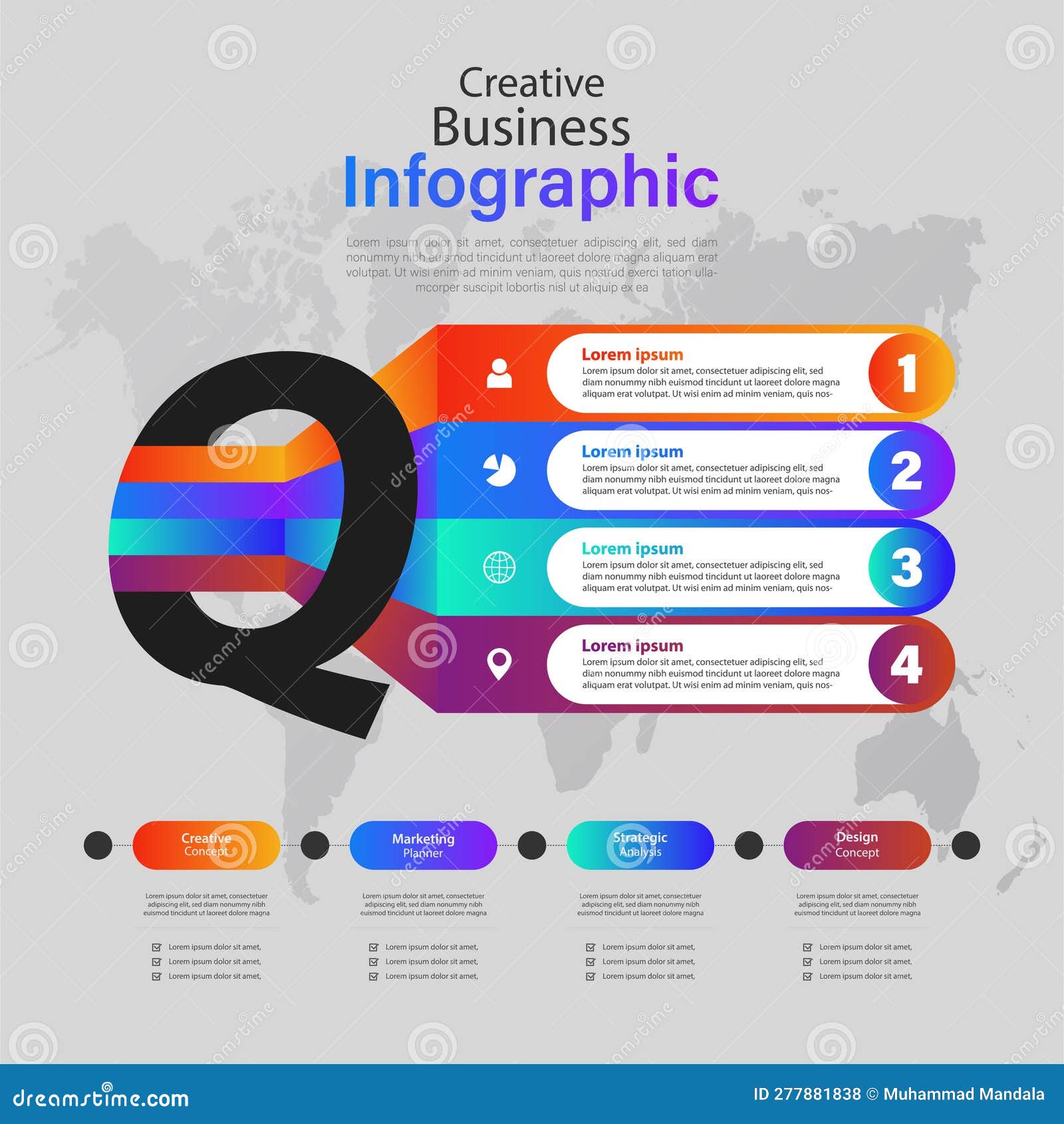Letter Q Business Infographic. Vector Template for Presentation Stock ...