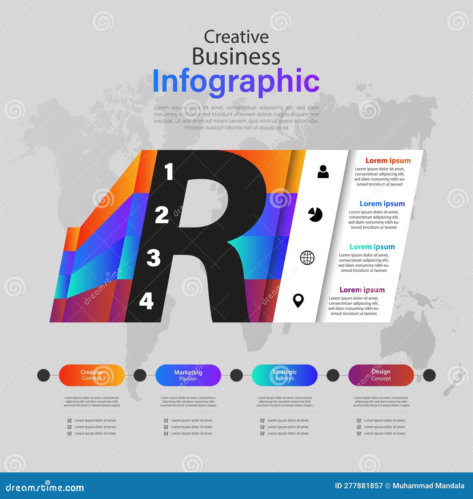 Letter R Business Infographic. Vector Template for Presentation Stock ...