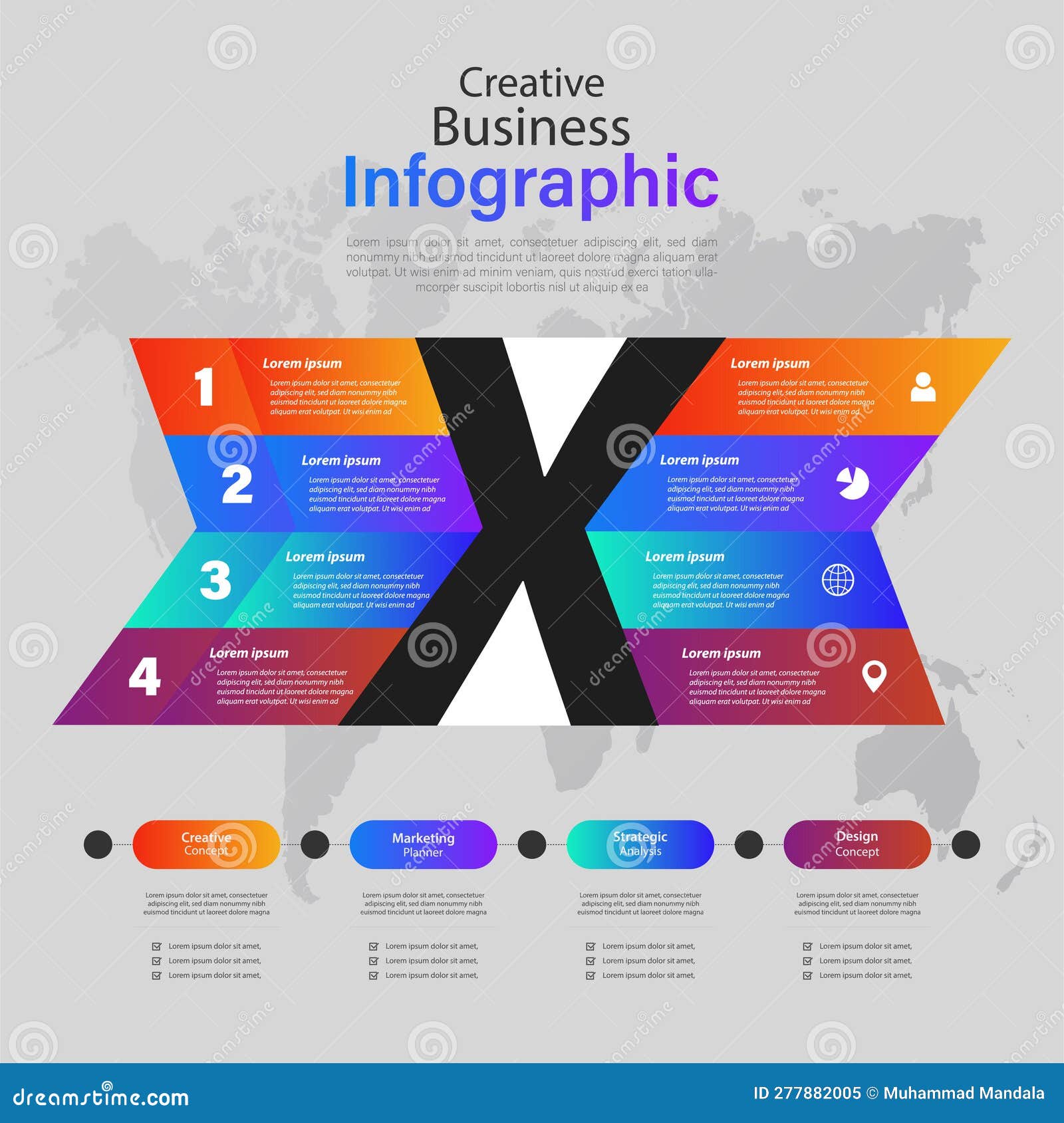 Letter X Business Infographic. Vector Template for Presentation Stock ...