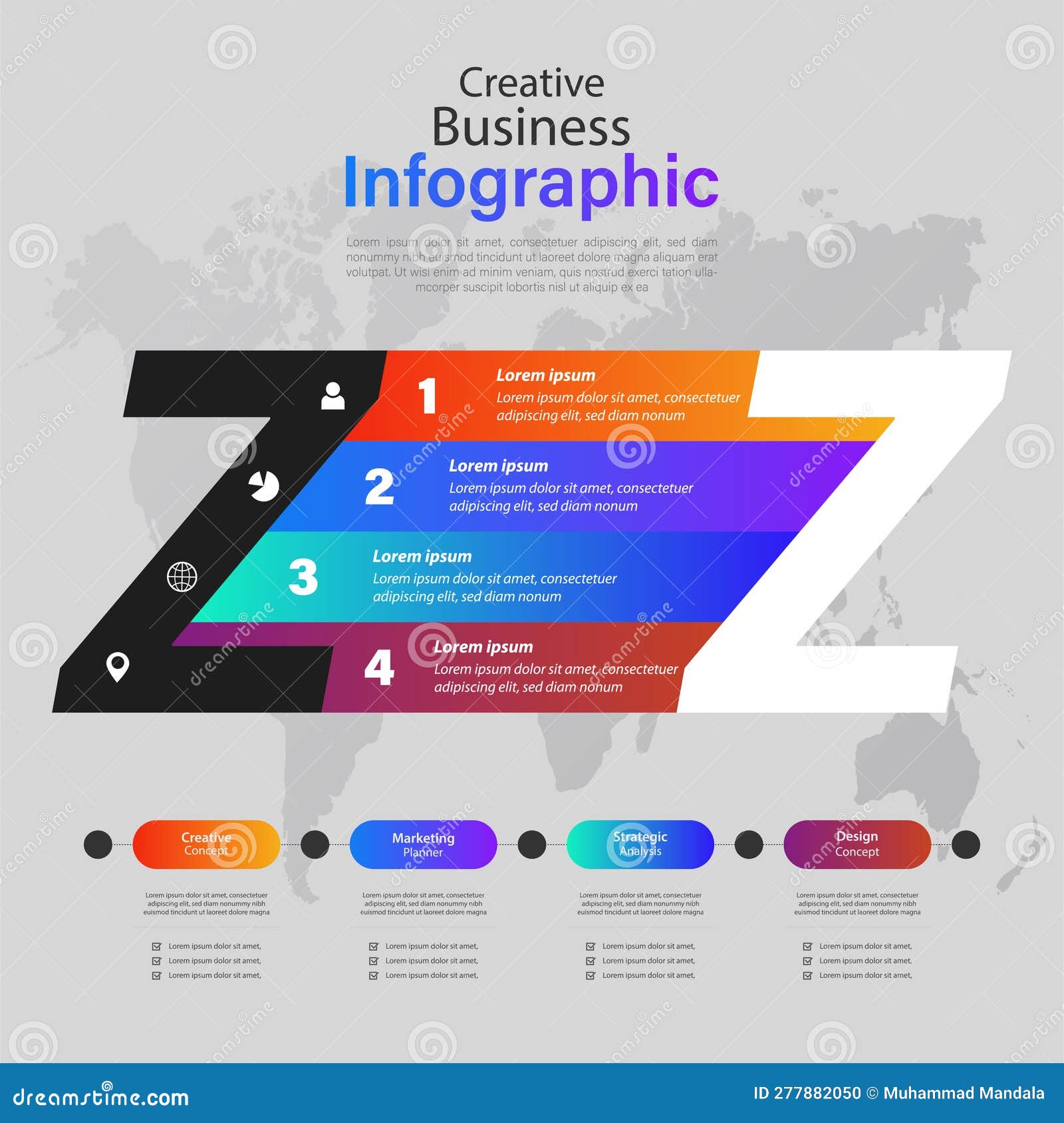 Letter Z Business Infographic. Vector Template for Presentation Stock ...