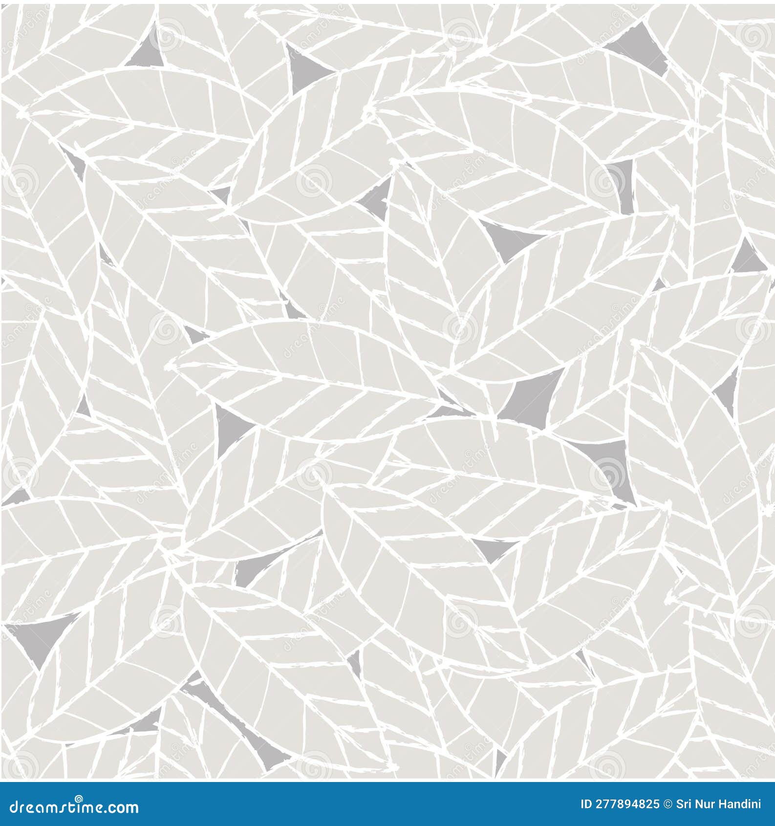 Seamless Pattern Hand Drawn Line Art Leaves. Stock Illustration ...