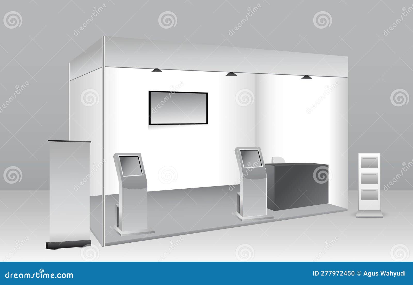 Set of Realistic Trade Exhibition Stand or White Blank Exhibition Kiosk ...