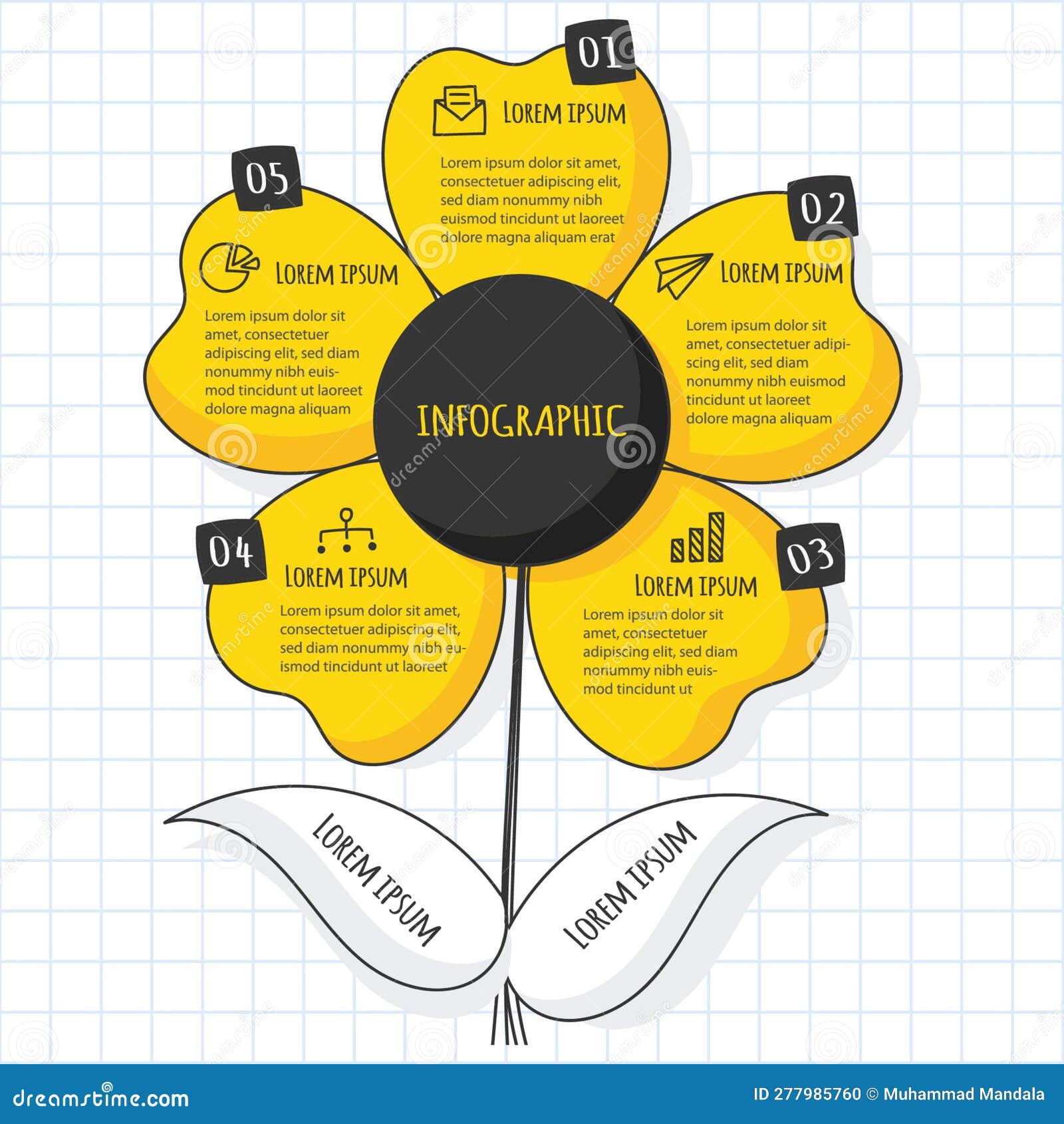 Infographic Design Template with Handdrawn Data in a Flower. Stock ...